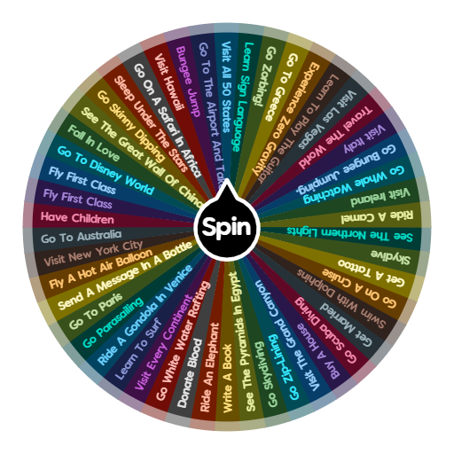 Bucket list ideas | Spin the Wheel - Random Picker
