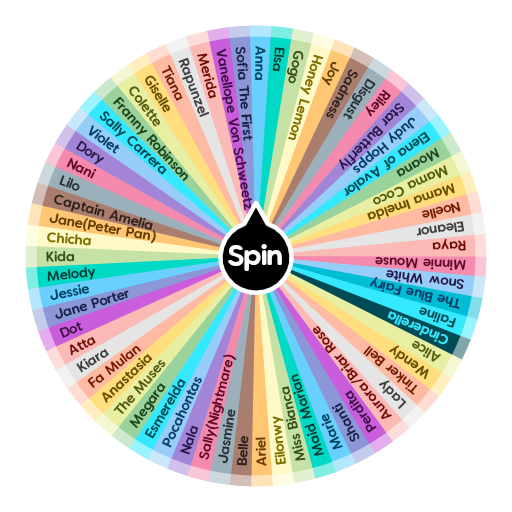 Disney/Pixar Girls(No Live-Action Except For Disney+ | Spin The Wheel App