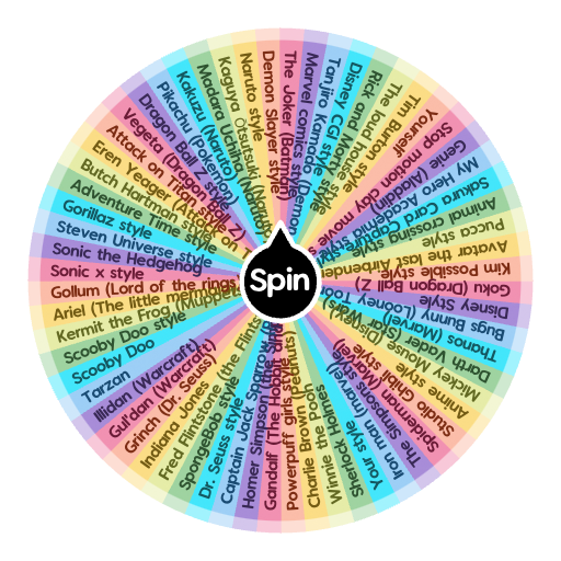 Famous characters in different art styles challenge (spin wheel twice ...