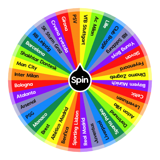 Ucl 2024/2025 clubs | Spin the Wheel - Random Picker
